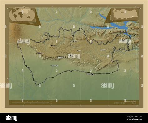 Mardin Province Of Turkiye Colored Elevation Map With Lakes And