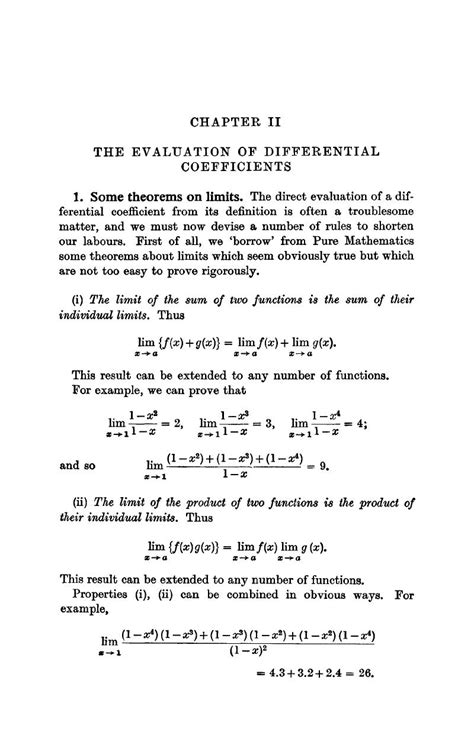 THE EVALUATION OF DIFFERENTIAL COEFFICIENTS CHAPTER II An Analytical Calculus