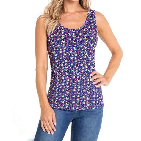 Designer Multiples Squares Double Scoop Print Tank In Small Squares