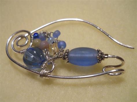 Blue Hat Pin Shawl Pin Scarf Pin Handmade Beaded Wirework