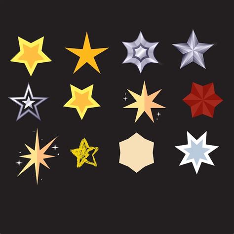 스타 컬렉션 터 세트 투명한 배경에 고립 된 황금 및 검은 별 컬렉션 프리미엄 벡터
