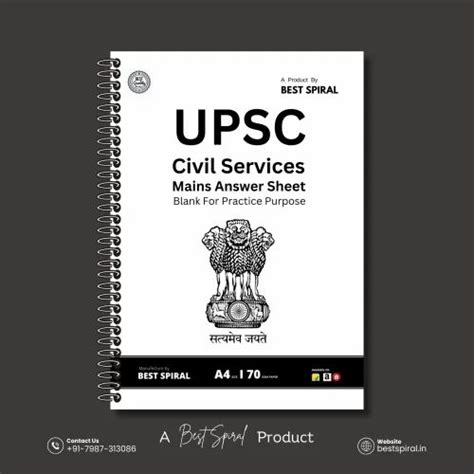Laminated Paper Cover Spiral Bound 500 Pages Upsc Answer Writing Booklet For College Size 21