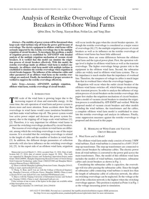 Analysis Of Restrike Overvoltage Of Circuit Breakers In Offshore Wind