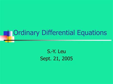 Ppt Ordinary Differential Equations Powerpoint Presentation Free Download Id 9440320
