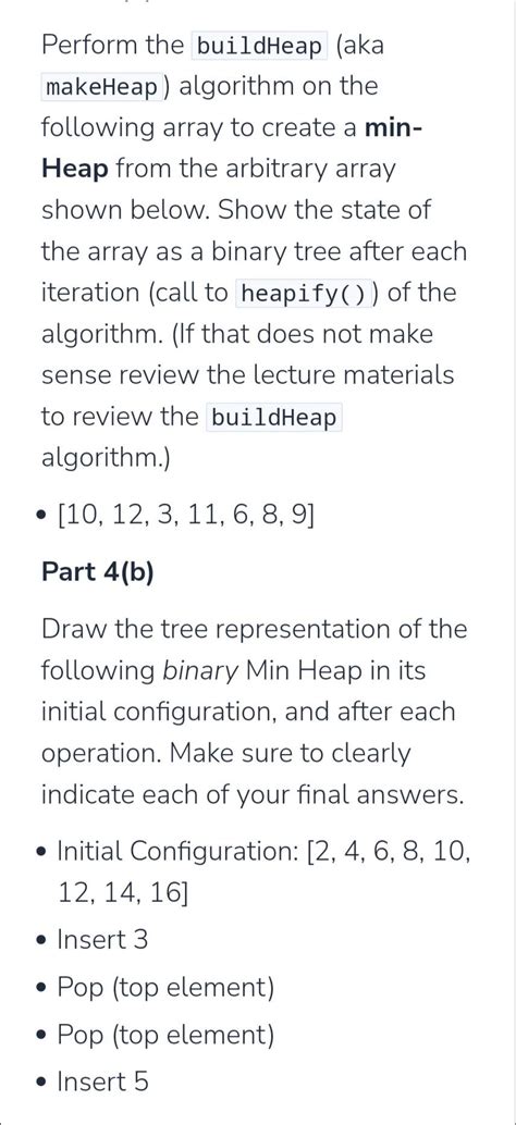 Solved Perform The Buildheap Aka Makeheap Algorithm On