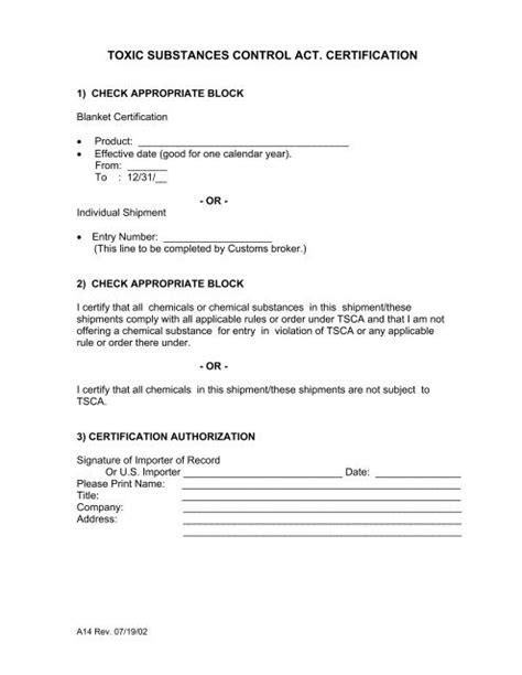 Toxic Substances Control Act Tsca Pbt Declaration 40 Off