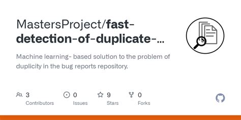 Github Mastersprojectfast Detection Of Duplicate Bug Report Machine
