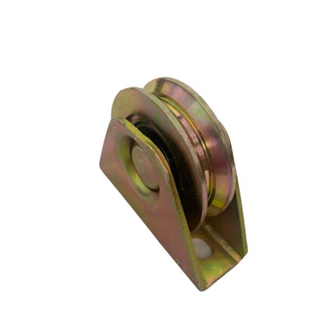 Жълта ролка с V профил диаметър 80 за плъзгащи врати с опора и лагер Emag Bg