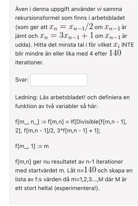 Mathematica Problem Matematikuniversitet Pluggakuten