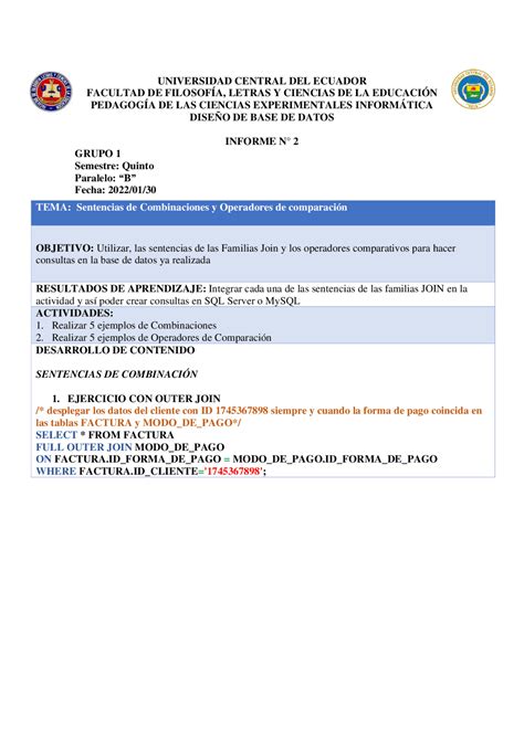 Programación En Sql Server Ejercicios Docsity