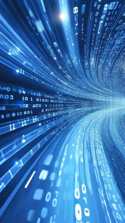 A Mesmerizing Tunnel Of Glowing Blue Binary Code Streams Forward