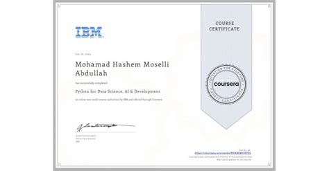 Mohamad Hashem Moselli Abdullah On Linkedin Completion Certificate For Python For Data Science