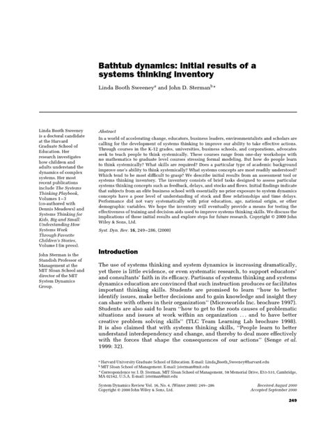 Libro System Dynamics Review 2001 Bathtub Dynamics Initial Results