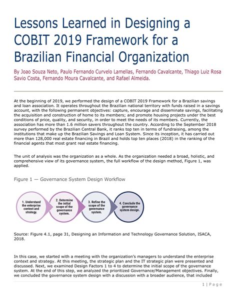 Pdf Lessons Learned In Designing A Cobit 2019 Framework For A Brazilian Financial Organization
