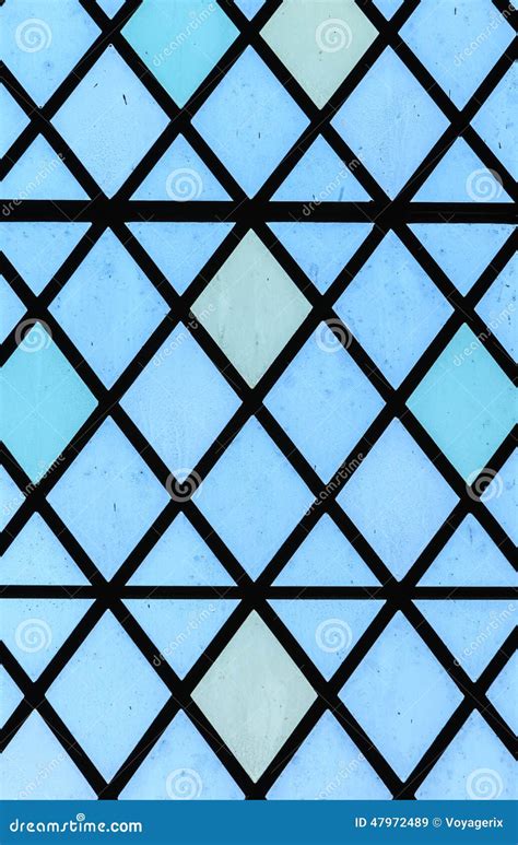 Blue Stained Glass Window Diamond Pattern Stock Image Image Of