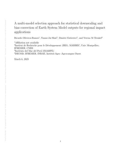 pdf a multi model selection approach for statistical downscaling and