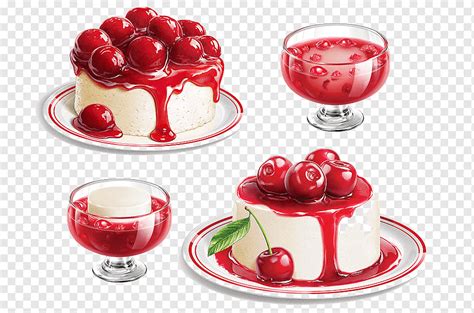 체리 케이크와 와인 아이스크림 주스 컵케잌 체리 케이크 팬케이크 손으로 그린 체리 케이크와 체리 주스 수채화 그림 크림 Frutti Di Bosco Png