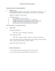 Estimating Energy Needs Equations For Healthy Population And Course Hero