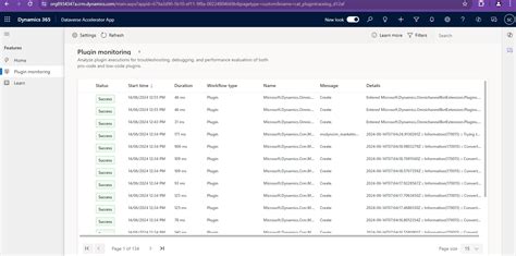 preview plugin monitoring through dataverse accelerator app d365
