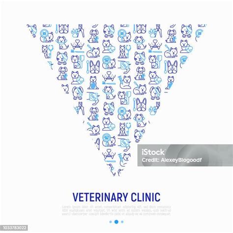 얇은 선 아이콘을 가진 삼각형에서 수의학 클리닉 개념 다리 보호 고리 사출 심장학 귀 청소 이빨 발톱 털 눈에 붕대 벡터 일러스트입니다 주사기에 대한 스톡 벡터 아트 및