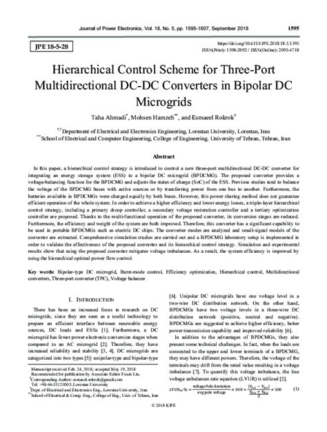 Pdf Hierarchical Control Scheme For Three Port Multidirectional Dc Dc Converters In Bipolar Dc