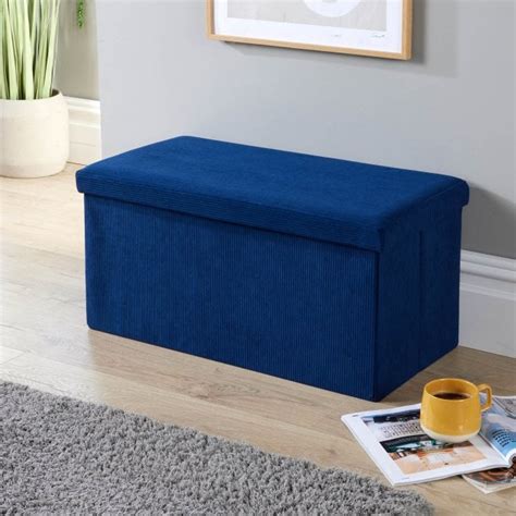 Rectangular Corduroy Folding Storage Ottoman Big Furniture Warehouse