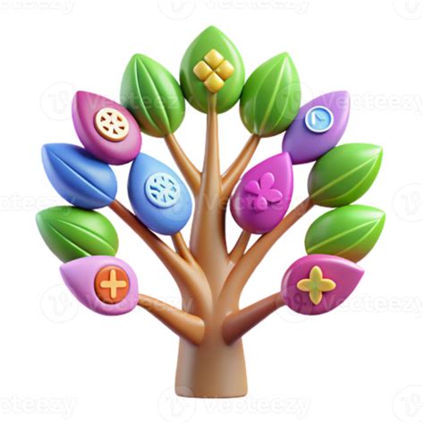 Colorful Render Of A Symbolic Tree With Abstract Icons 55664736 Png