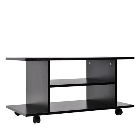 Homcom Modern Tv Cabinet Stand Storage Shelves Table Bookcase Black