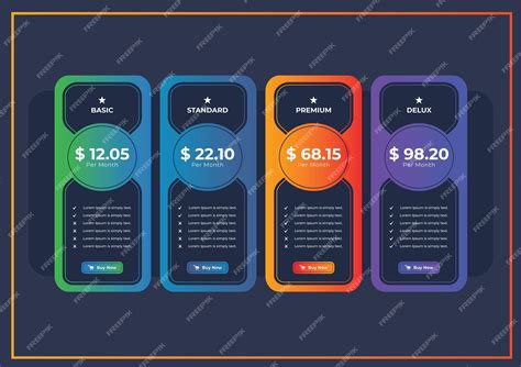 Premium Vector Modern Price Table Template Design