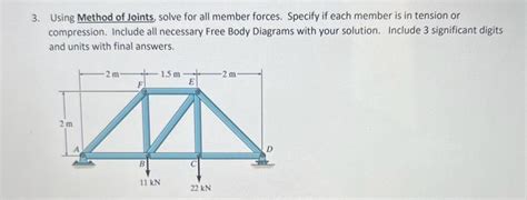 solved 3 using method of joints solve for all member