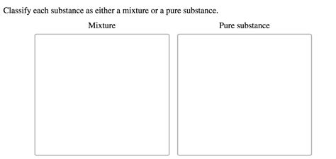 Solved Classify Each Substance As Either A Mixture Or A Pure