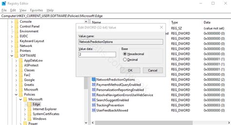 disable chromium edge network prediction windows tweaks