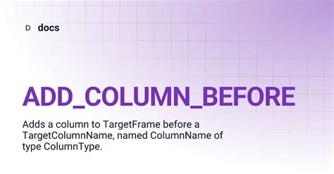 add column before docs