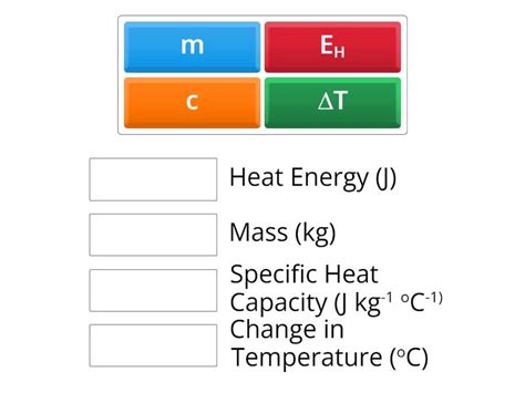 Physics Nat Specific Heat Capacity Equation Match Up