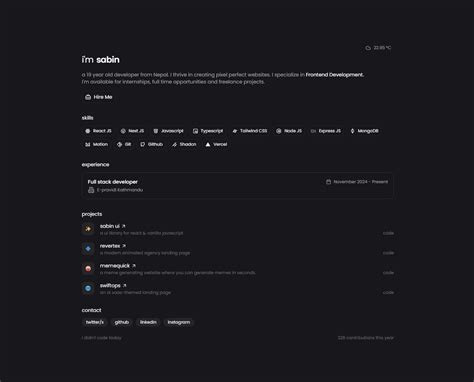 Minimal Clean Nextjs Portfolio Template Peerlist