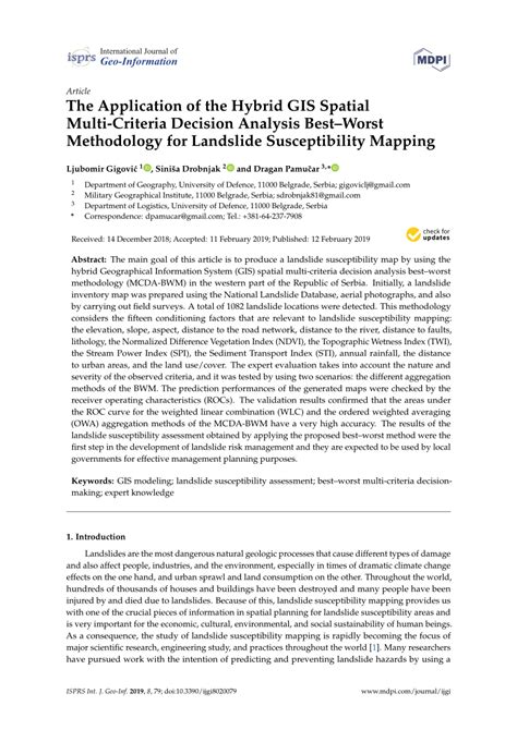 PDF The Application Of The Hybrid GIS Spatial Multi Criteria Decision Analysis Best Worst
