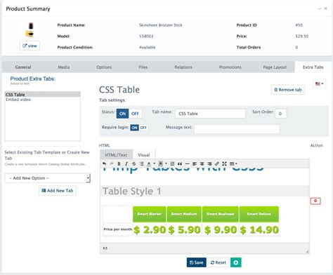 Multiple Extra Product Tabs