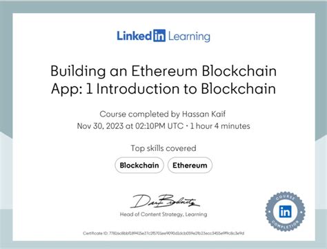 Blockchain Certificate Linkedinlearning Cryptocurrency Technology