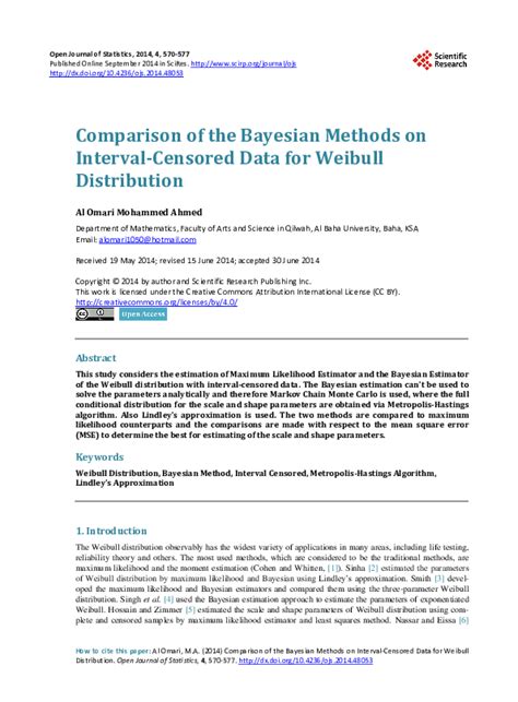 Pdf Comparison Of The Bayesian Methods On Interval Censored Data For