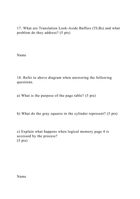 Name Cpsc 351 Sample Final Exam Name Docx Operating Systems