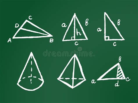 Chalk Triangle Formulas On Green Chalkboard Hand Drawn Vector