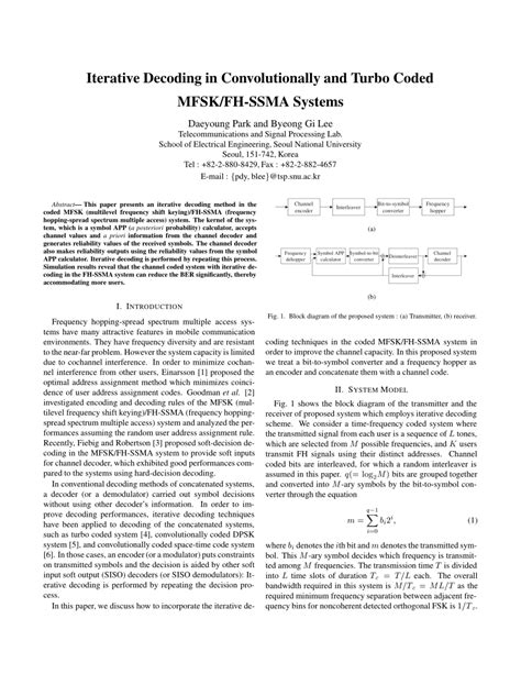 Pdf Iterative Decoding In Convolutionally And Turbo Coded Mfskfh