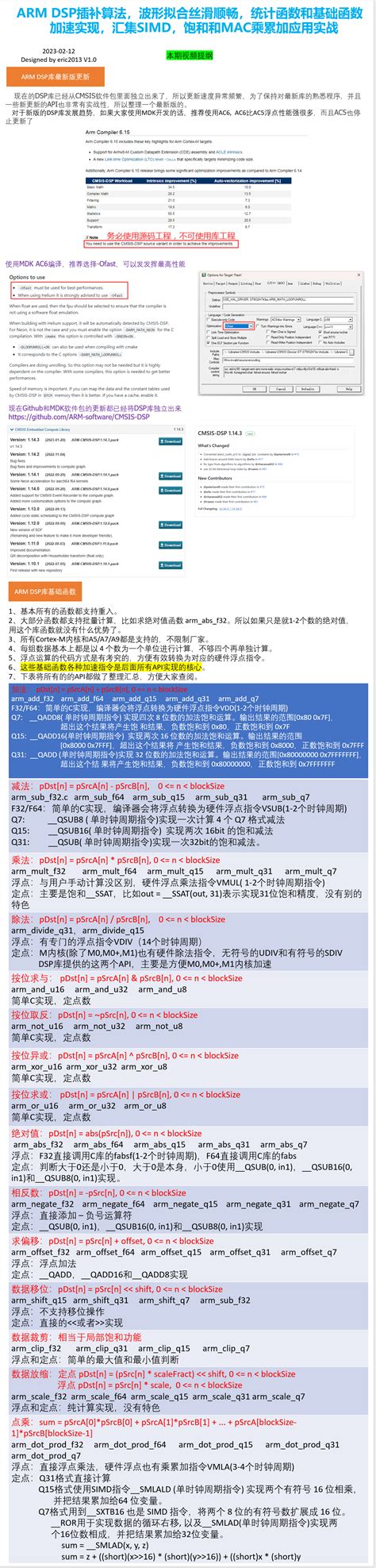 dsp视频教程第11期：插补算法，曲线拟合丝滑顺畅，统计函数和基础函数加速实现，汇集simd，饱和和mac乘累加应用实战 2023 02 12
