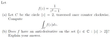 solved let f z 1 z 2 1 a let c be the circle z