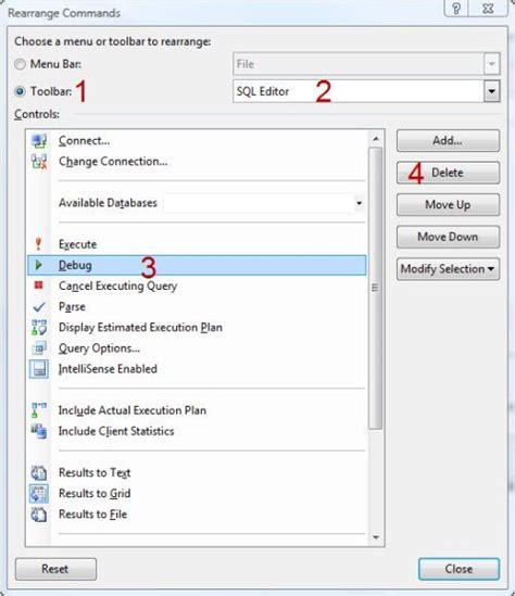 Sql Server 2008 Customize Toolbar Remove Debug Button From Toolbar Sql Authority With