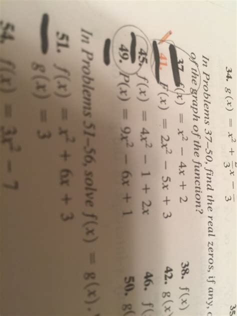 solved 49 find the real zeros if any of each quadratic
