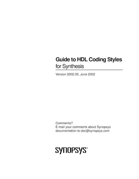 Pdf Guide To Hdl Coding Styles For Synthesis Dokumentips