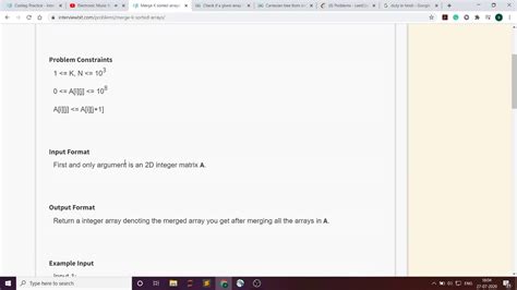 Merge K Sorted Arrays InterviewBit Amazon Google YouTube