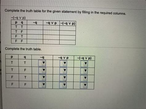 Solved Complete The Truth Table For The Given Statement By
