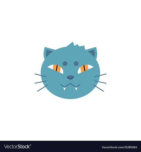 Domestic Cat Head With Gray Fur And Toothy Smile Vector Image